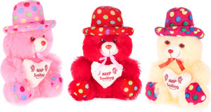 TOGROW Red Teddy + Pink Teddy + Cute Teddy 3 Teddy Combo IKTAC - 12 cm ...