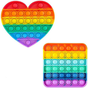 Tzoo Heart and Square Rainbow Combo Pop Its Toy Set Pack of 2 ...