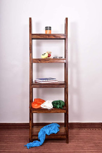 WoodPro Solid Sheesham Wood Furniture Bookcase Book Shelf Ladder Shelf ...
