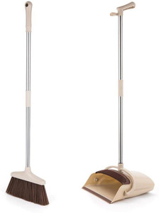 ECAPT Heavy Duty Broom and Upright Standing Dustpan Combo for Indoor ...