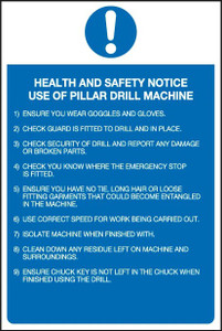 SRG INFOTECH Health and safety notice Use of pillar drill machine sign ...