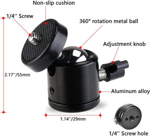 SOJUBA Tripod Mount Ball Head with 1/4" Screw Thread Base Camera Mount ...