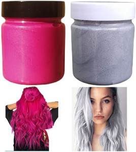 EVERERIN Instant Hairstyle Temporary Hair Color pink ,Gray Wax Combo ...