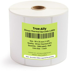 True-Ally 50x25 Direct Thermal Barcode Label Sticker - 2 x 1 inches ...