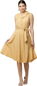 Berlin Club Women Fit and Flare Gold Dress - Buy Berlin Club Women Fit ...
