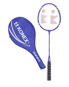 Konex Single Piece Badminton Racket - with Free 3/4th Cover Blue Strung ...