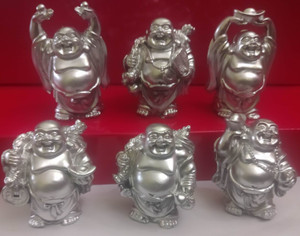 tskutty SILVER COLOUR - LAUGHING BUDDHA SET OF 6 / KUBERAN SET OF 6 ...