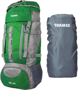 THAMES 60 Litre Hiking Rucksack Backpack Rucksack - 60 L GREEN - Price ...