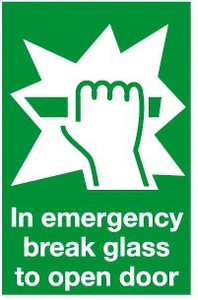 RLDigitalUnits In emergency break glass to open door sign Sticker ...