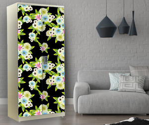 digital print world 213.36 cm Almirah Sticker Extra Large Floral Design ...