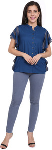 STYLE SHADOW Casual Solid Women Blue Top - Buy STYLE SHADOW Casual ...