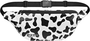 SYUTM Moo/Cow Printed Vegan Leather Waist Bag Waist bag Black and white ...
