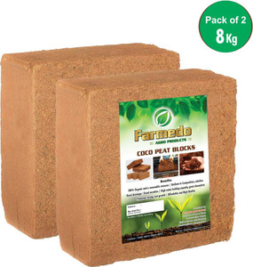 FARMEDO Cocopeat Block Manure for Garden, Balcony, Terrace Garden 8kg ...