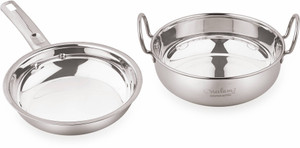 NEELAM Stainless Stee Cookware Set (L), Fry Pan & Kadai Combo Set of 2 ...