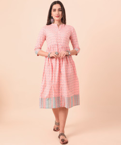 KIZI Women Gathered Pink Dress - Buy KIZI Women Gathered Pink Dress ...