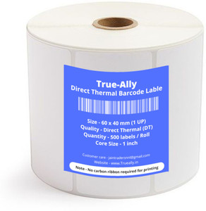 True-Ally 500 Labels Per Roll - White Self Adhesive Sticker for ...