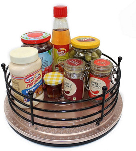 Xllent Containers Kitchen Rack Plastic, Iron Revolving Tray for Dining ...