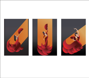 Dancing Girl Poster - Design | Set of 3 Posters | Unframed ( 45Cm X ...