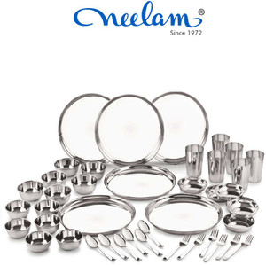 NEELAM Pack of 42 Stainless Steel Premium Dinner Set 24 Gauge Dinner ...