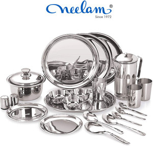 NEELAM Pack of 41 Stainless Steel Premium Dinner Set 22 Gauge Dinner ...
