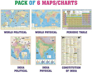 (SET OF 6)CONSTITUTION OF INDIA AND PERIODIC TABLE CHARTS & INDIA AND ...