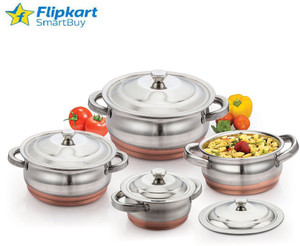 Flipkart SmartBuy 4PC Copper Cookware Set Induction Bottom Cookware Set ...