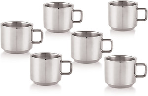 finality Pack of 6 Stainless Steel Double Wall tea Cup Set of 6, 100 ml ...
