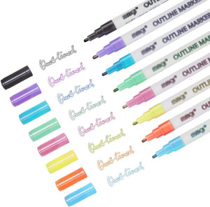 Flipkart.com | DGV Double Line Outline Pen, Self-Outline Metallic ...