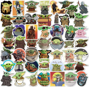 Rousrie 4.318 cm Cute Baby Yoda (Grogu) Laptop Stickers Self Adhesive ...