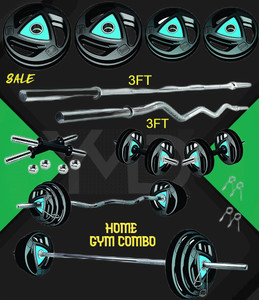 YMD 10 kg Professional Metal Integrated Rubber Plates (2.5X4) 3FT Curl ...