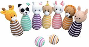 LacyKnots Handmade Kids Bowling Game, Stuffed Animal Toy Set, Gift for ...