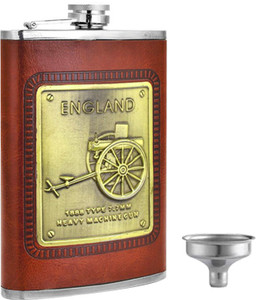nexShop R ™England Hip Flask 8Oz Stitched Leather for Whiskey Vodka ...