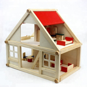 QBLYN Wooden dollhouse pretend play small house cheap Doll House For ...