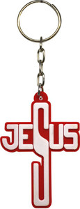 Catholic Liturgicals Jesus Cross Rubber Keychain - Word Design Key ...