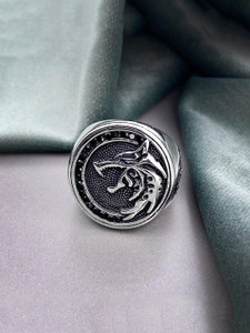 Kairangi Men Ring Viking Ring Wizard Warrior Hunter Wolf Head Silver ...