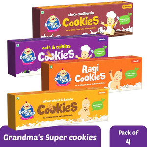 bebe burp Baby Cookies Pack of 4-150g (Choco Multigrain,Oats & Raisins ...