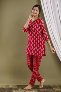 Sanyukt Women Printed Red Night Suit Set Price in India - Buy Sanyukt ...