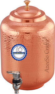 AzeeSo Crafts 8 Litre Hammered Copper Water Dispenser Matka Pot ...