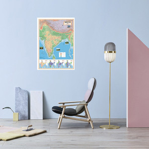 HINDI PHYSICAL MAP OF INDIA | Laminated Hindi Map | Map Size (28 inch ...