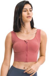 Safecup Curvette Zipped Sports Bra - 4 Way Stretch with Removable Pads ...