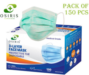 osiris Surgical Pack of 150 Pcs Mask with Melt Blown Layer Certified ...