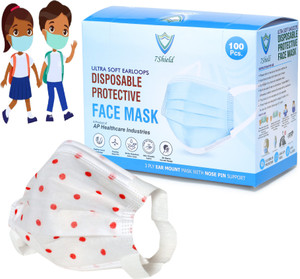 7SHIELD Kids Size Red dot printed Face Mask with Nose clip and soft ...