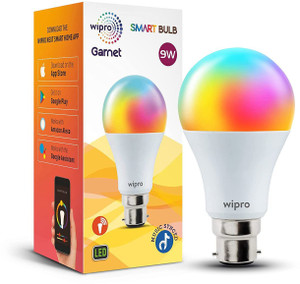Wipro 9-Watt B22 WiFi Smart LED Bulb with Music Sync Compatible with ...