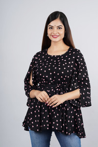 PCH Casual Printed Women Black Top - Buy PCH Casual Printed Women Black ...