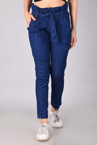 LittleFly Slim Fit Women Dark Blue Trousers - Buy LittleFly Slim Fit ...