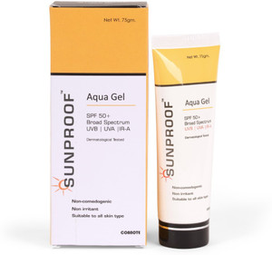 Sunproof Aqua Sunscreen - SPF 50 PA+ Sunscreen Gel + Broad Spectrum UVA ...