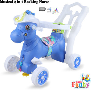 Little Funky 2-in-1 Rocking Horse Cum RideOn Toy with Backrest Rideons ...