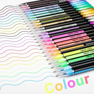 BM RETAIL Set of 24 Glitter Gel Pens Art Marker for Coloring Books for ...