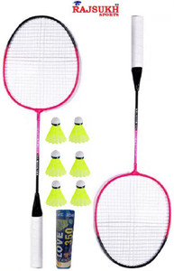 RAJSUKH SPORTS Badminton Recket Set Of 2Piece With 6 Piece Nylon ...