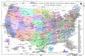 DURABLE MAGNETIC Paper Map of UNITED STATES of AMERICA (USA) with Core ...
